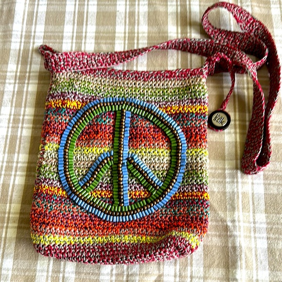 The Sak | Bags | Vintage The Sak Boho Hippie Peace Sign Crocheted ...